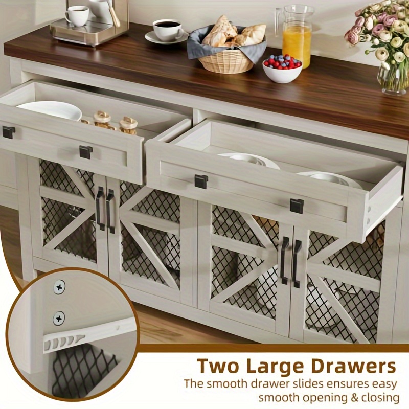 Farmhouse Buffet Cabinet Storage Wood Sideboard Storage - Temu