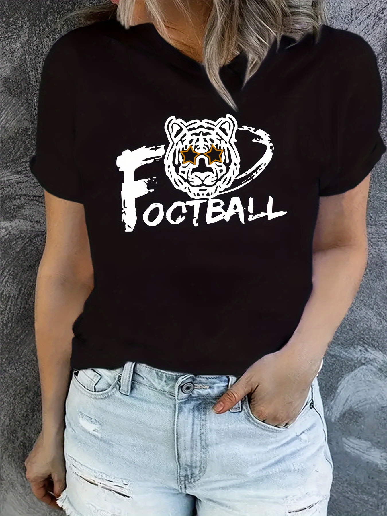 Football Graphic Short Sleeve Sports T shirt Round Neck - Temu Philippines