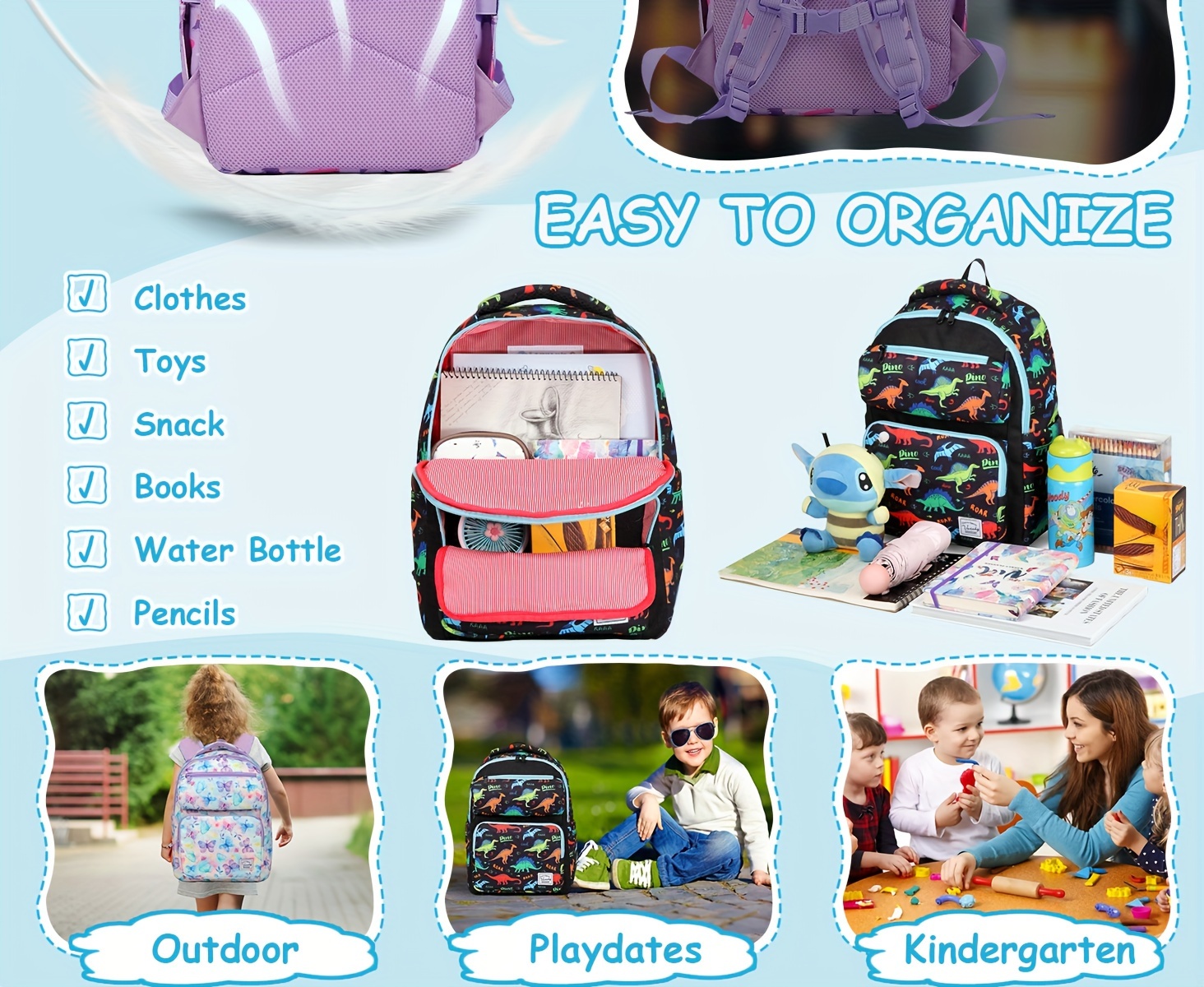Adorable Dinosaur Design Little Backpack School Travel - Temu