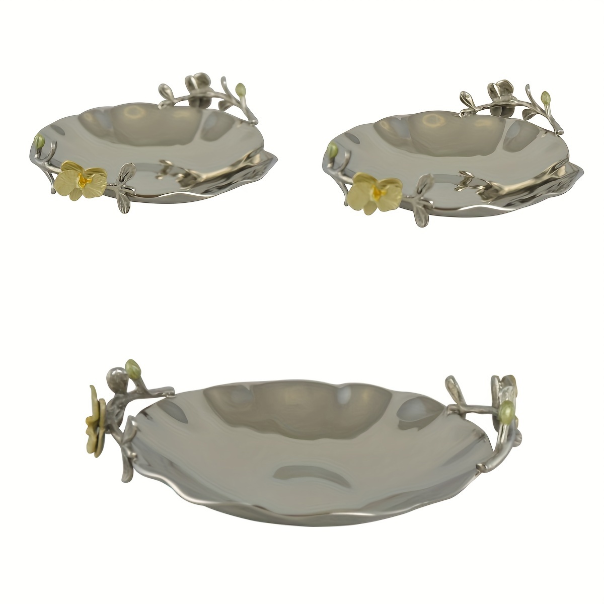 Aluminum Oval Plate Italian Style White Orchid Plate Table - Temu