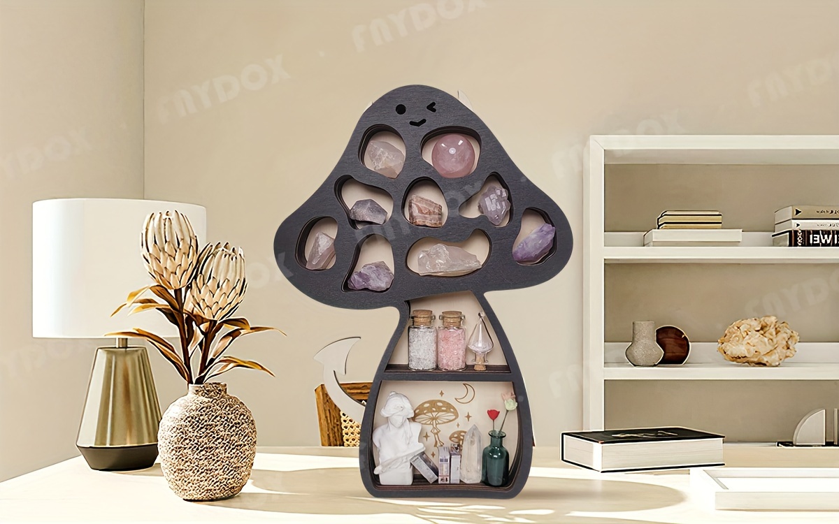 Mushroom shaped Wooden Crystal Shelf Storage - Temu Canada