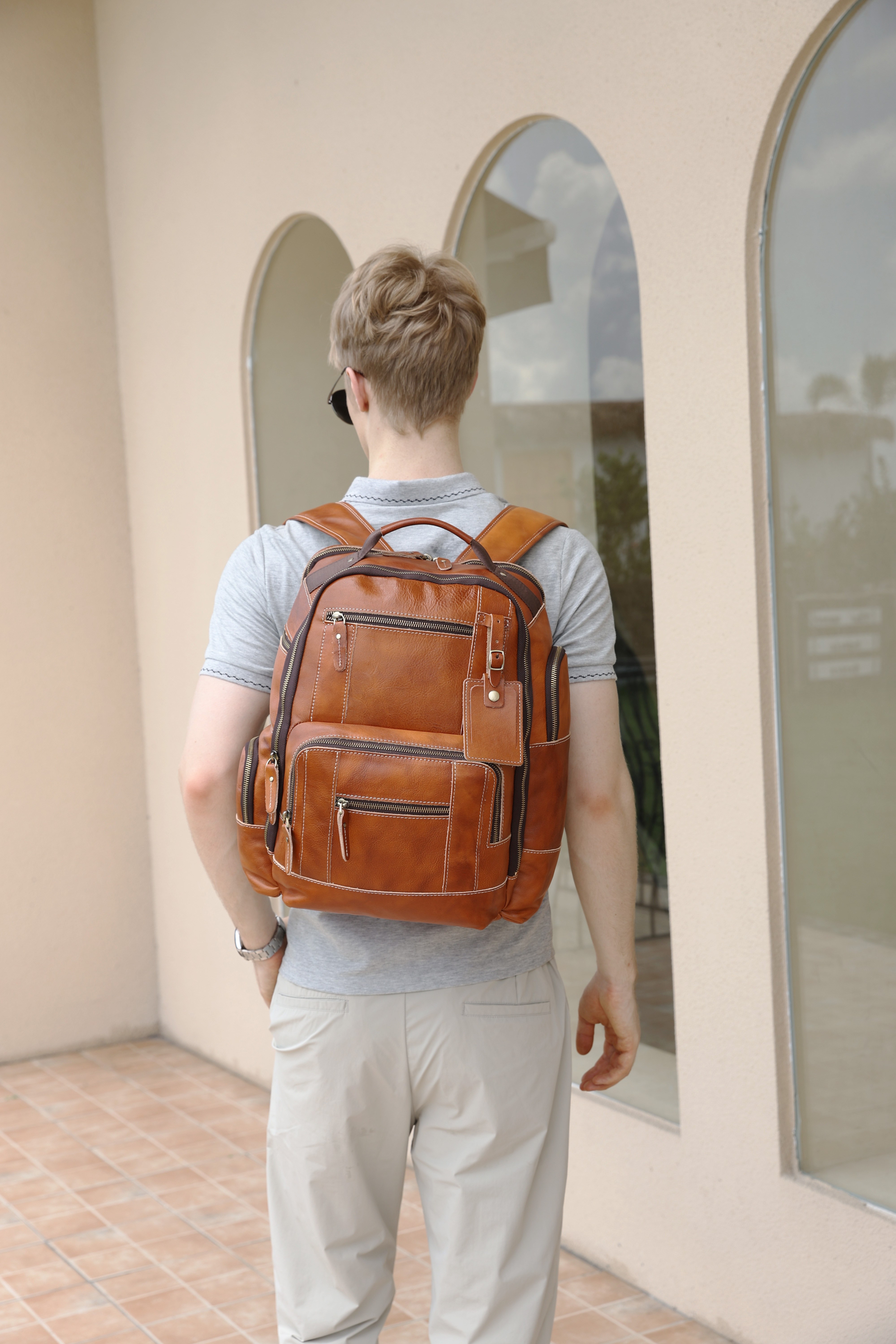 Vintage Genuine Leather Backpack Men Laptop Backpack Camping - Temu