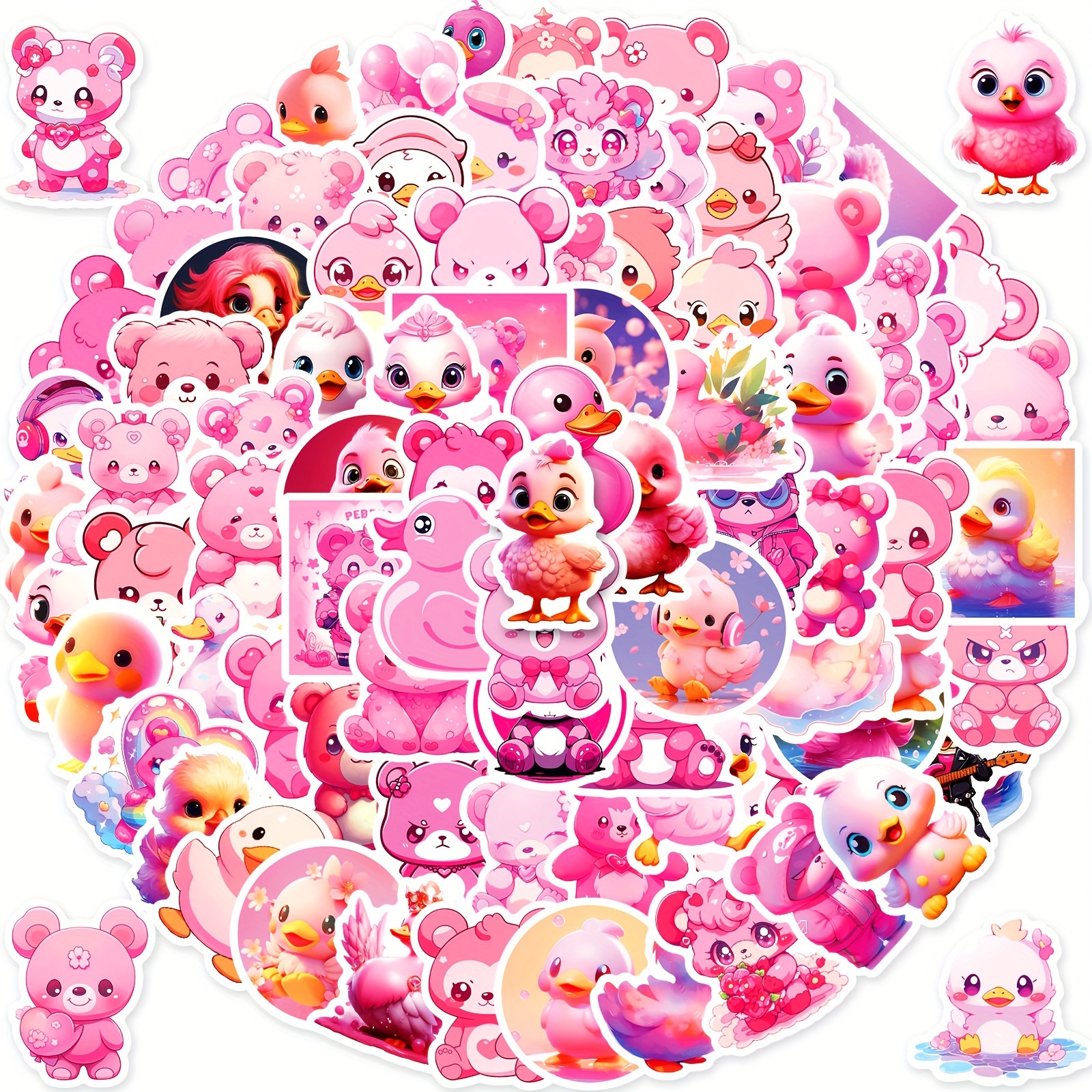 Pink Bear Fantasy Cute Stickers Pink Bicycle Guitar - Temu Ireland