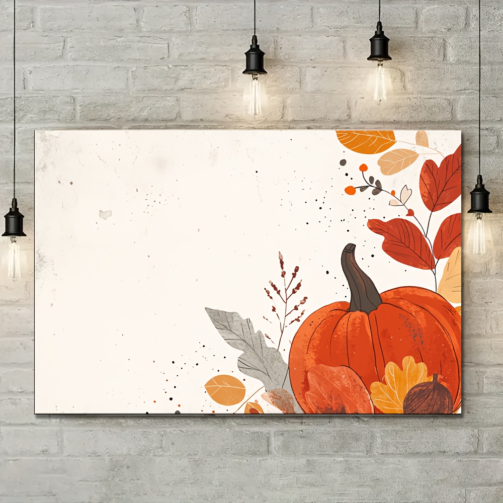 Autumn Pumpkin Leaves Canvas Art Print Hand drawn Style - Temu