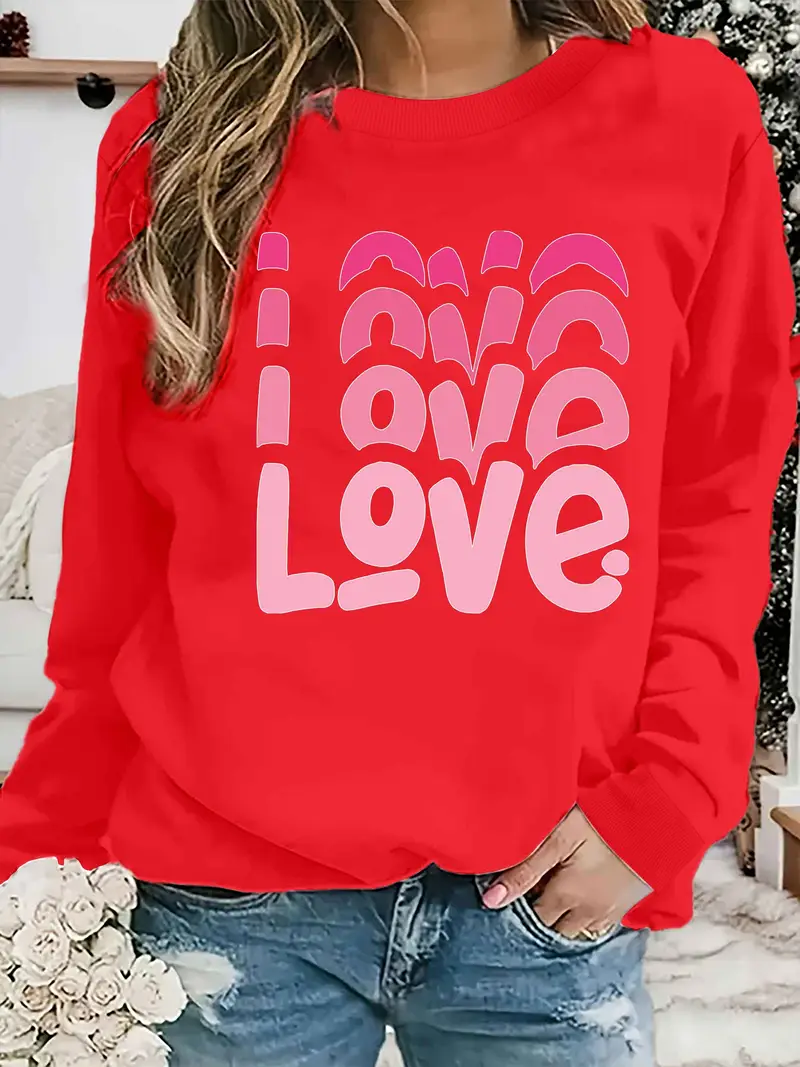 Letter Print Pullover Sweatshirts Long Sleeve Crew Neck Temu Australia