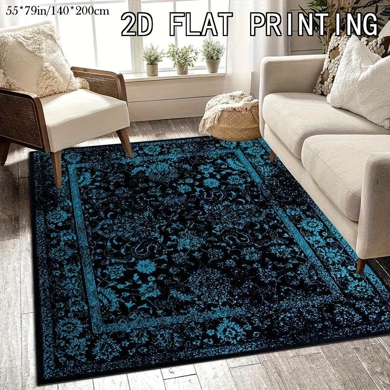 Dark Teal Patterned Rug