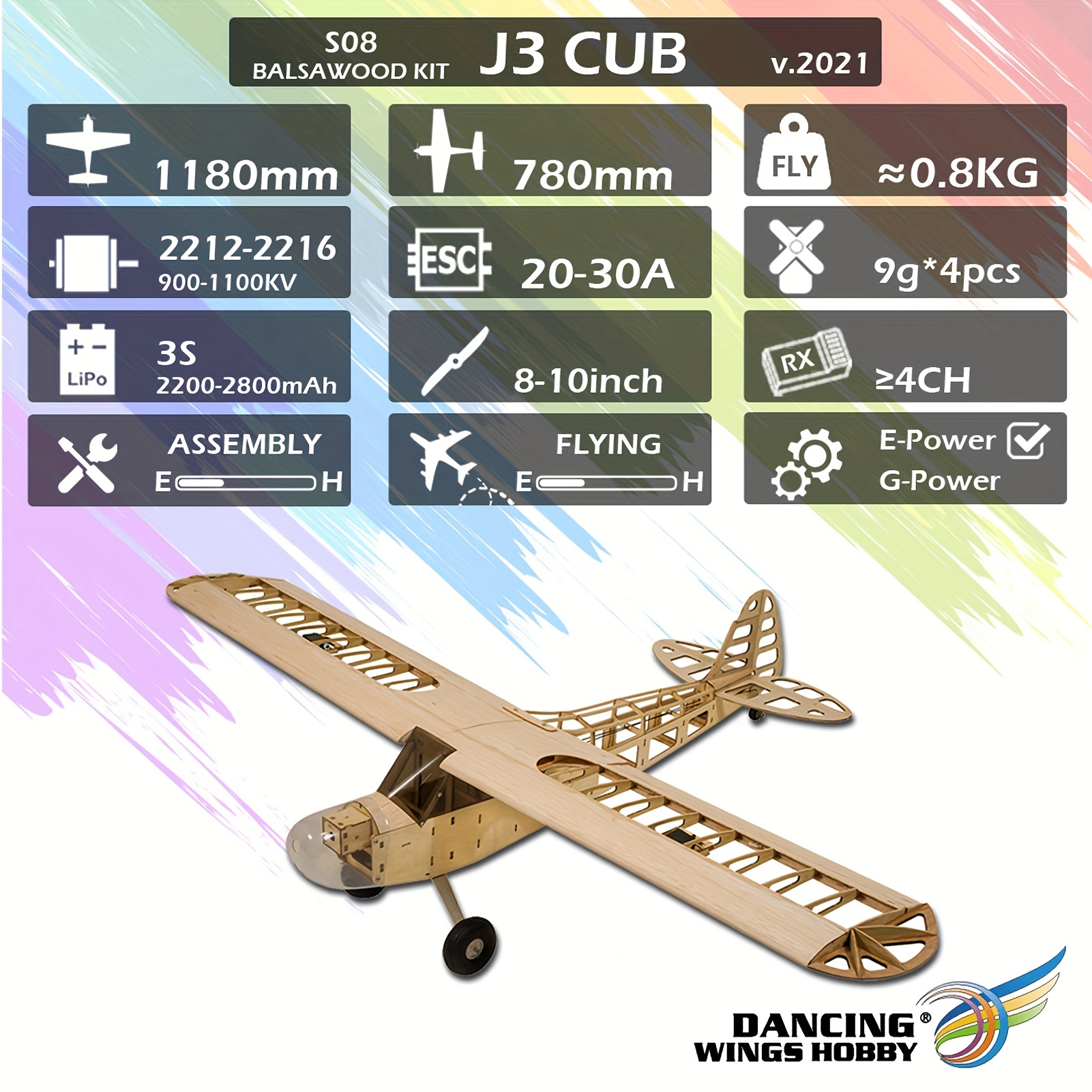 S0801 Balsa Wood Rc Airplane Piper Cub J - Temu