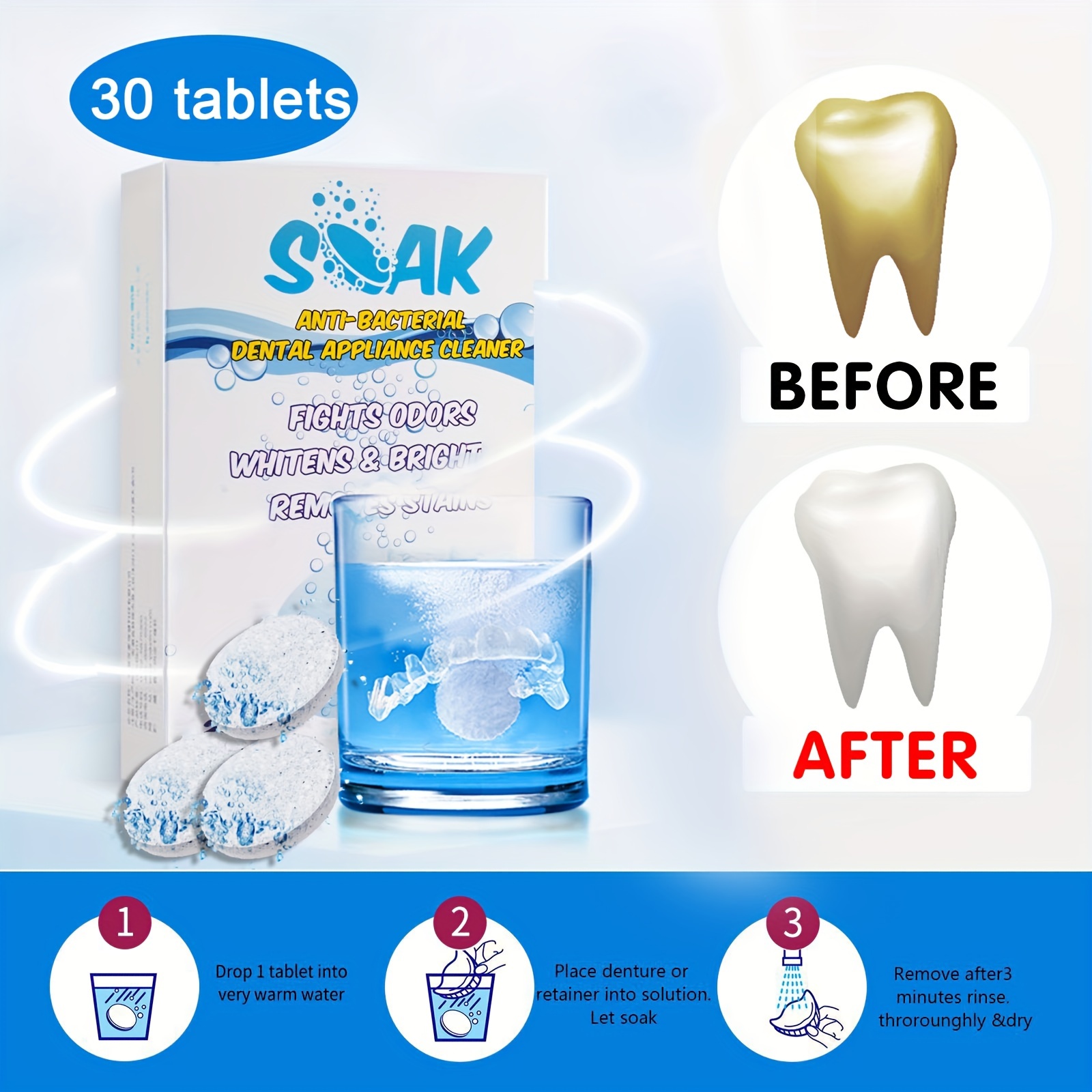 Denture Cleaning Effervescent Tablets - Temu New Zealand