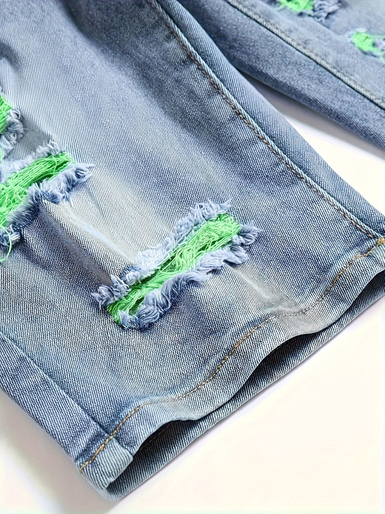 Men's Casual Slim Fit Denim Shorts, Knee-length Ripped Jorts With ...