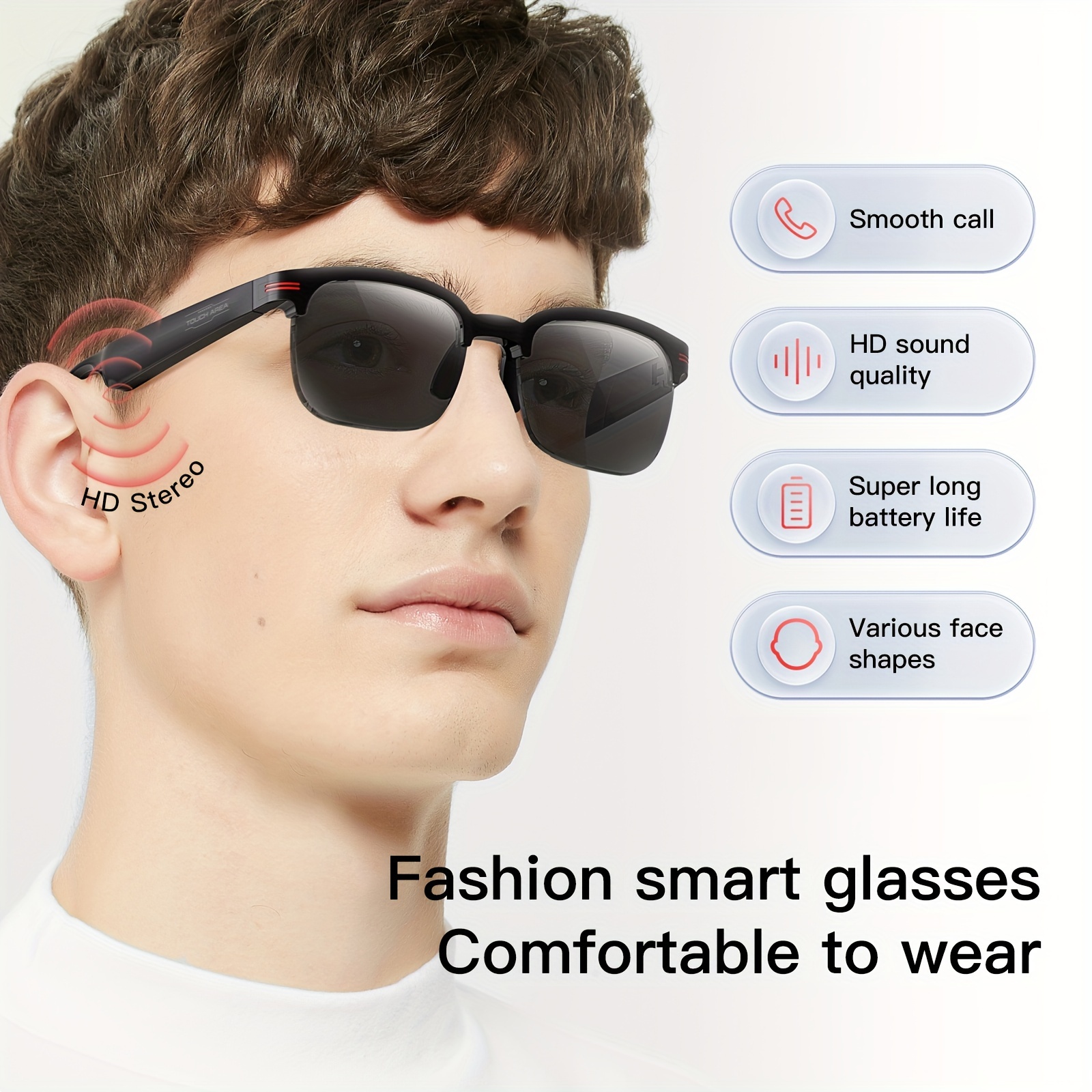 Glasses Built in Earphones Mic Speaker - Temu