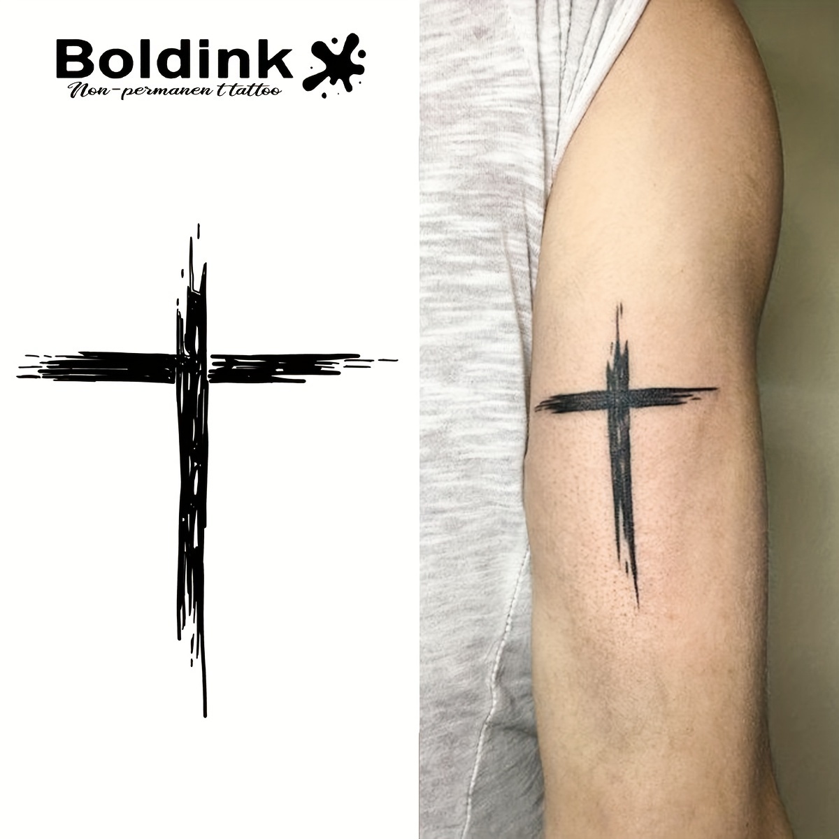 Paint Stroke Cross Tattoo