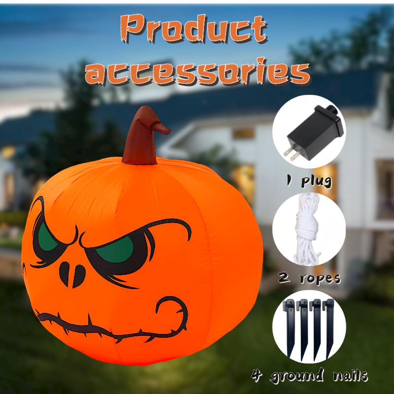 Inflatable Pumpkin Halloween Decor Outdoor Led Light Quick - Temu