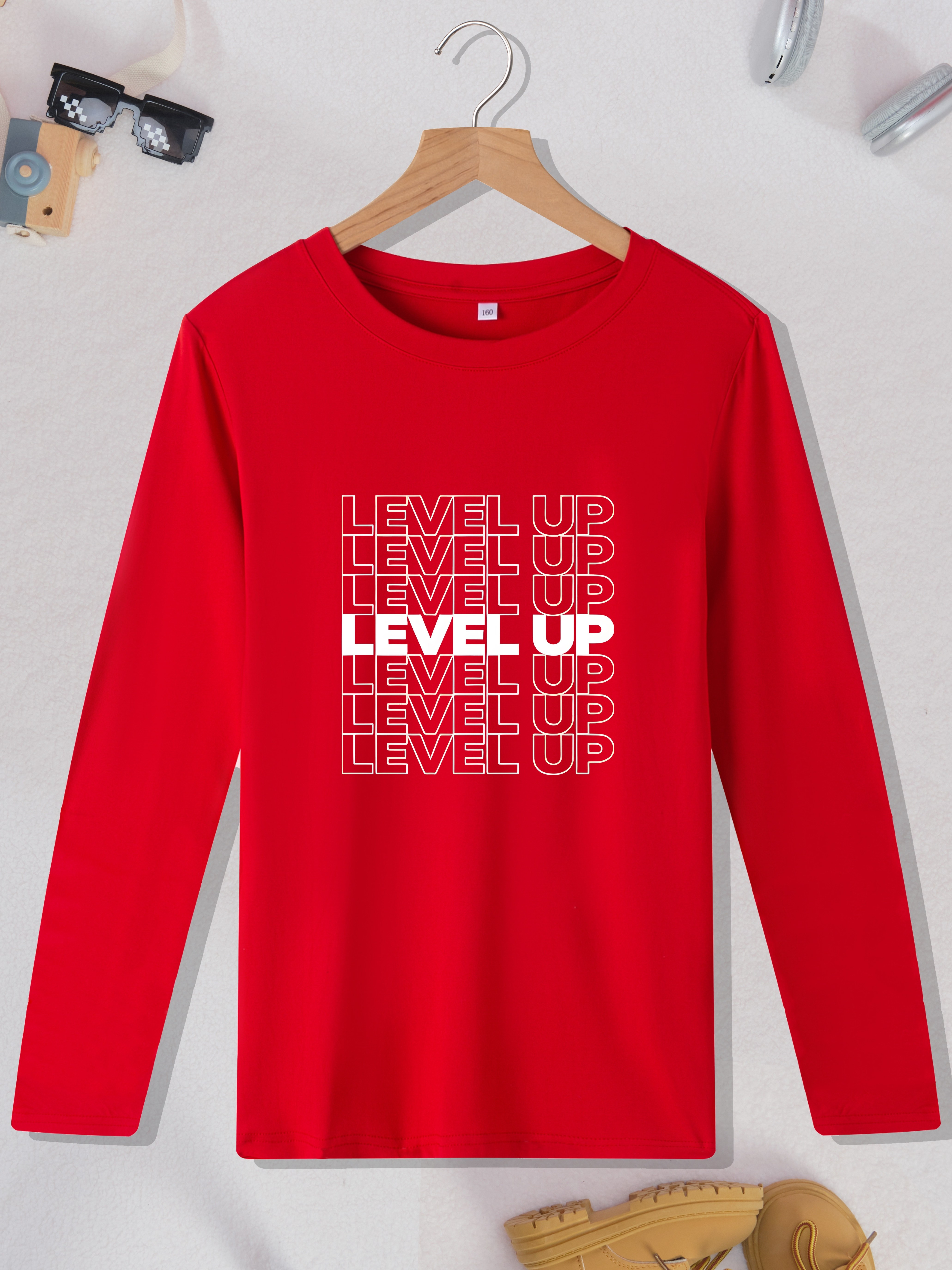 Level Print Long Sleeve T shirt Boys Casual Pullover Boy's - Temu New ...