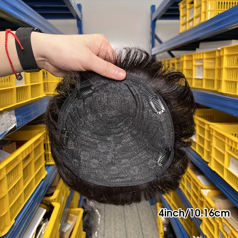 4inch Men Hair Topper Natural Black Short Men Topper Wig Real Human ...