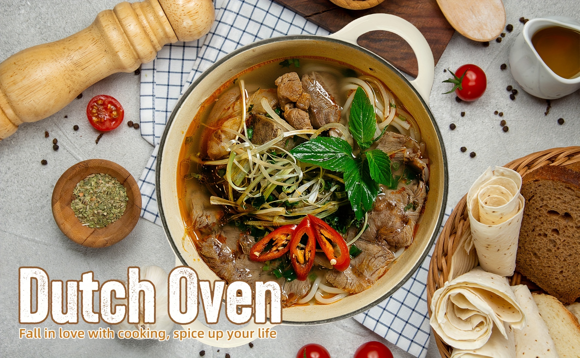 4.5 Qt/ Cast Iron Dutch Oven Enamel Coated Cookware Pot Self - Temu