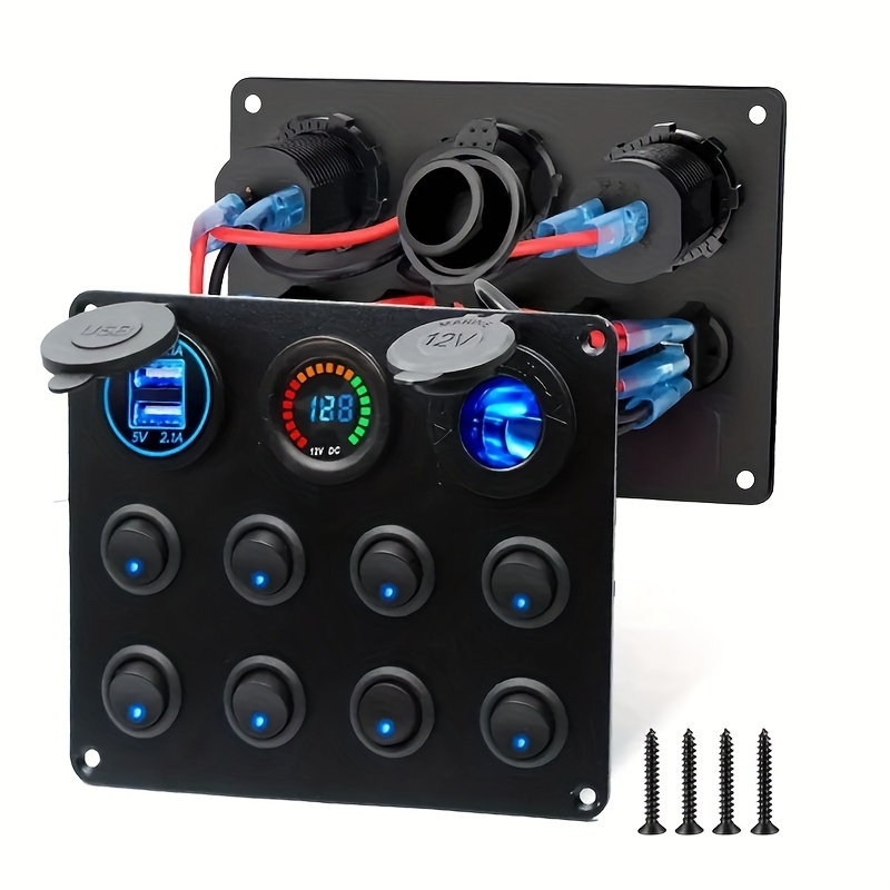 4 In 1 Charger Socket Panel, 12V 4.2A Dual USB Charger Socket Power