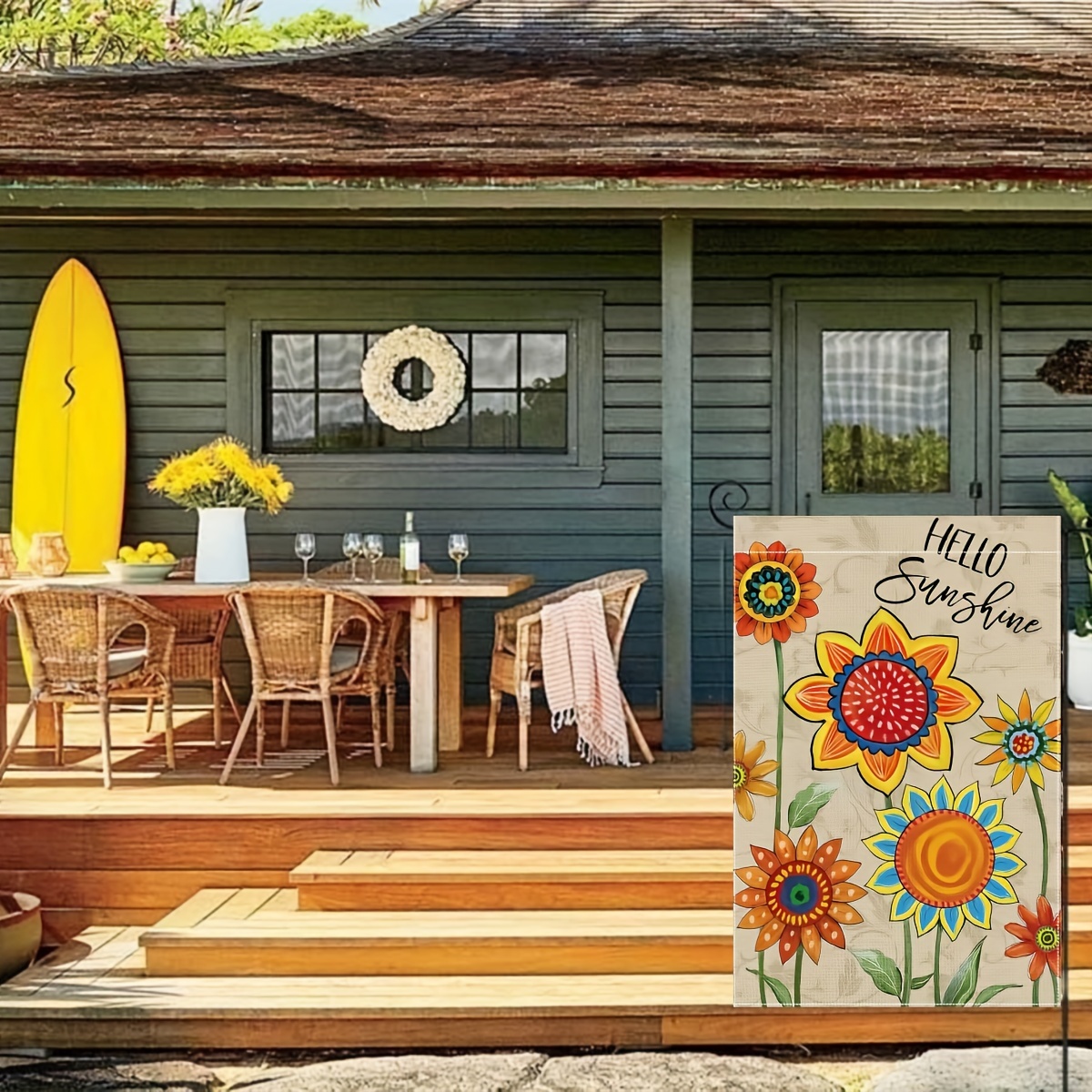 1pc, Summer Sunflower Hello Sunshine Garden Flag, 12x18inch Double ...