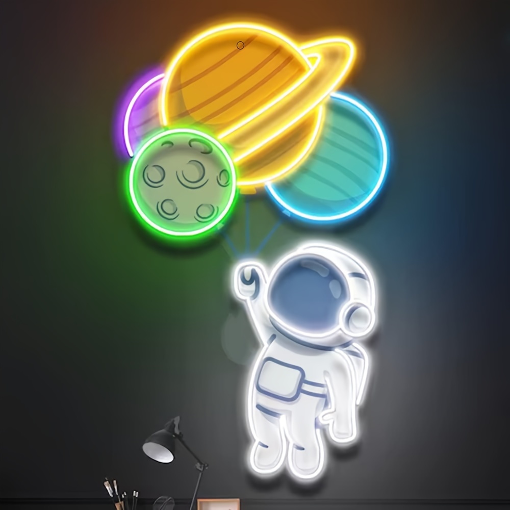 Neon Signs Balloon Astronaut Custom Artwork Neon Sign Wall - Temu