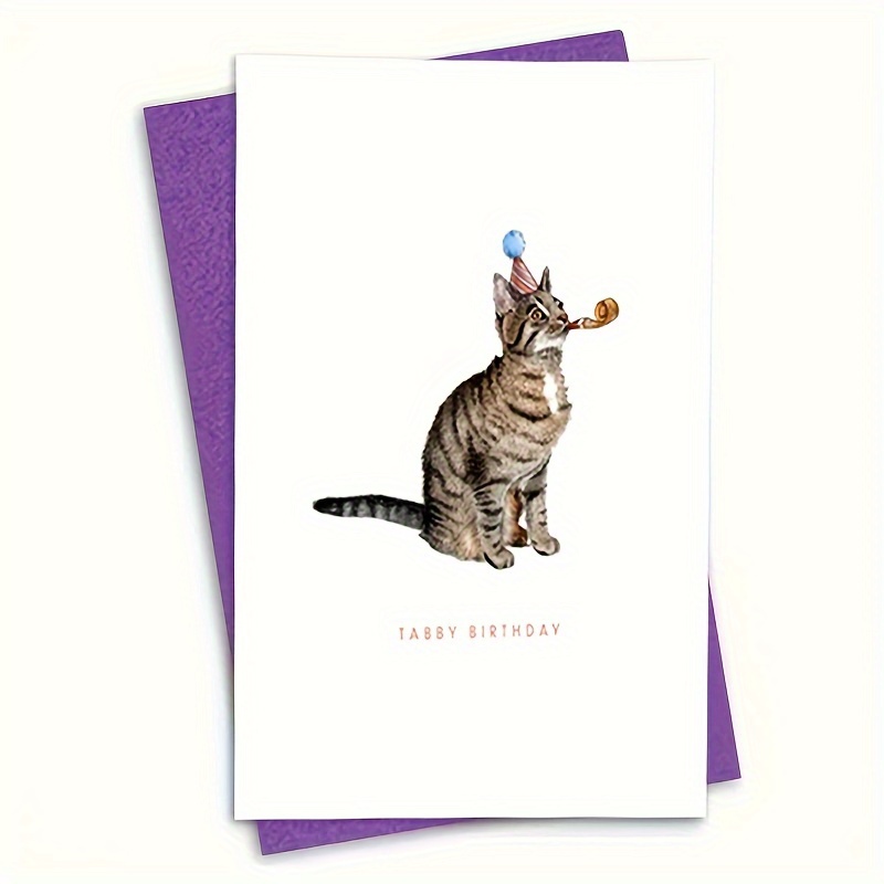 Tabby Cat Birthday Card Cat Birthday Cat Tabby Birthday Card - Temu ...