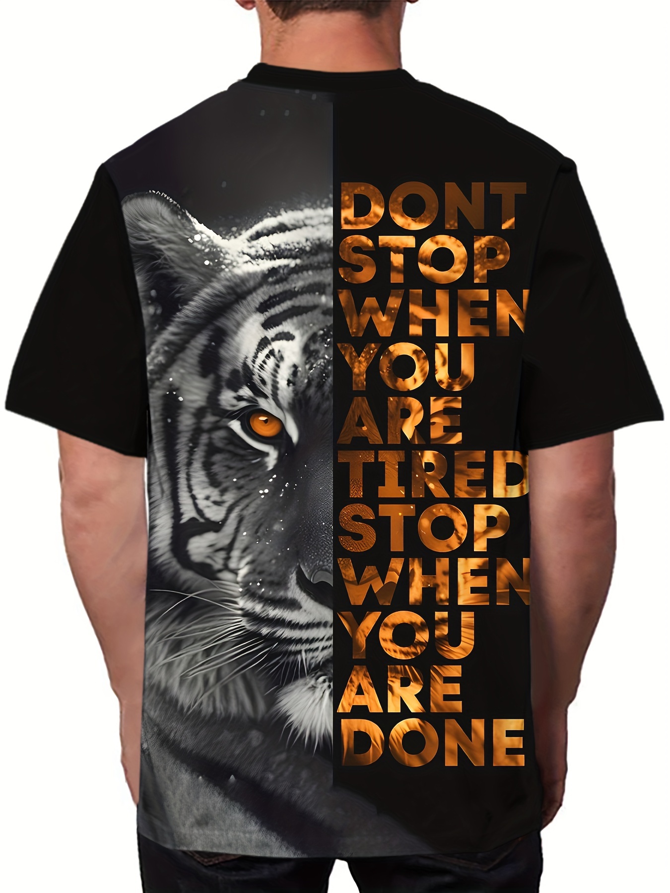 Tiger Pattern T shirt Men's Casual Street Style Stretch - Temu Canada