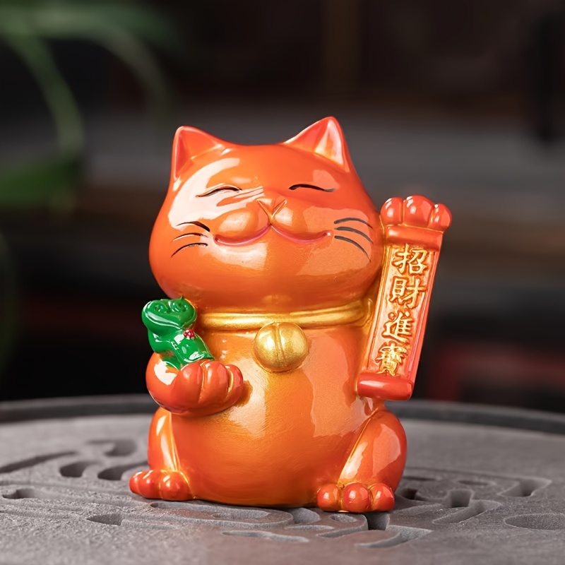 color changing maneki neko lucky cat figurine resin wealth Temu United Kingdom