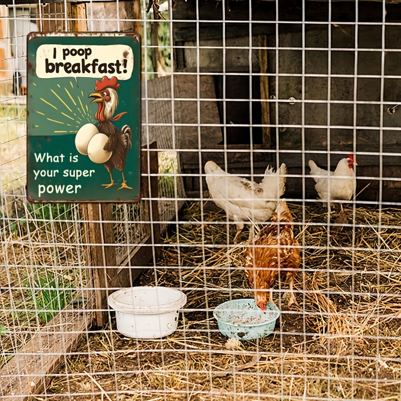 Poop Breakfast Chicken" Humorous Metal Tin Sign Versatile - Temu