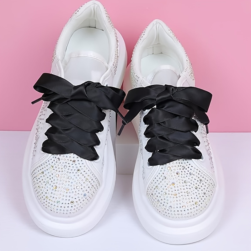 Stylish Widened Flat Satin Ribbon Shoelaces Shoe Accessories - Temu