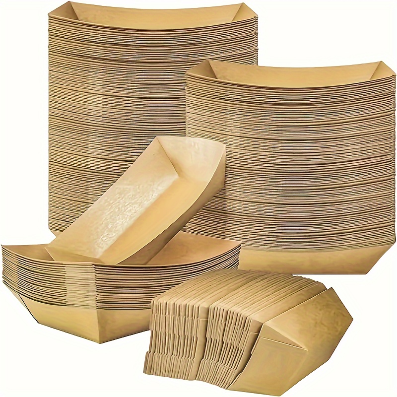 30pcs Kraft Paper Food Boat Tray Disposable Heavy Duty Food Boat Paper ...