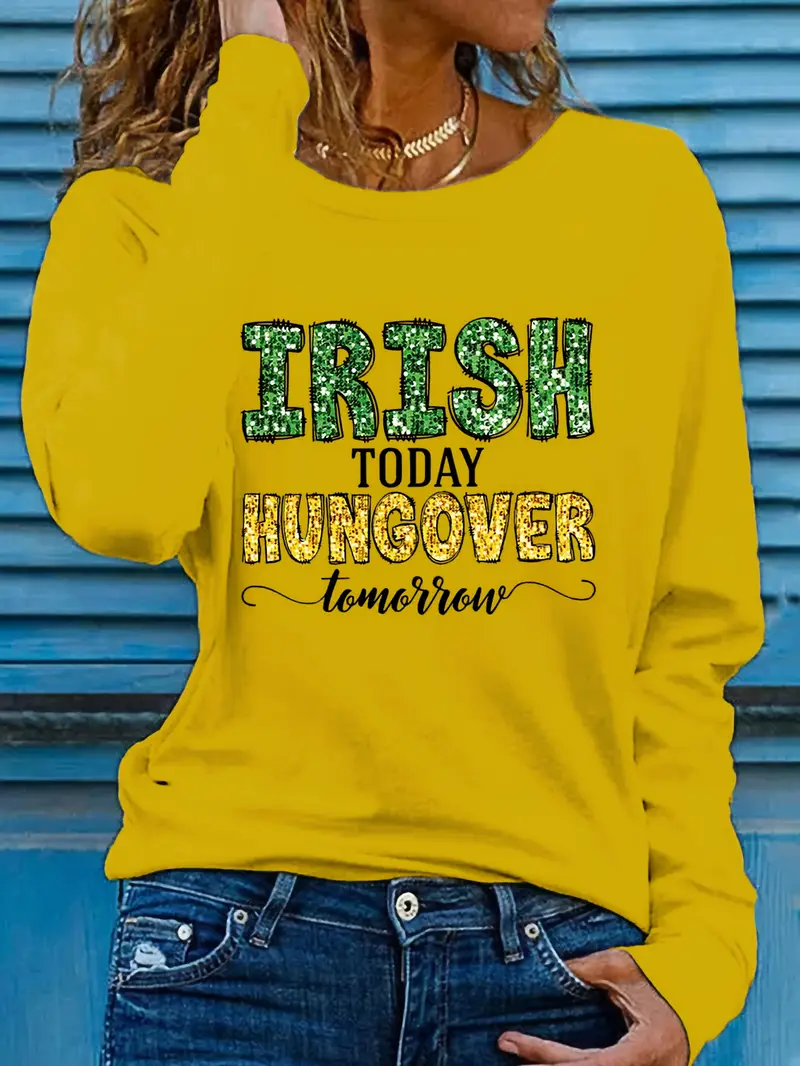 Letter Print T Shirt Long Sleeve Crew Neck Casual Top Spring Temu Canada
