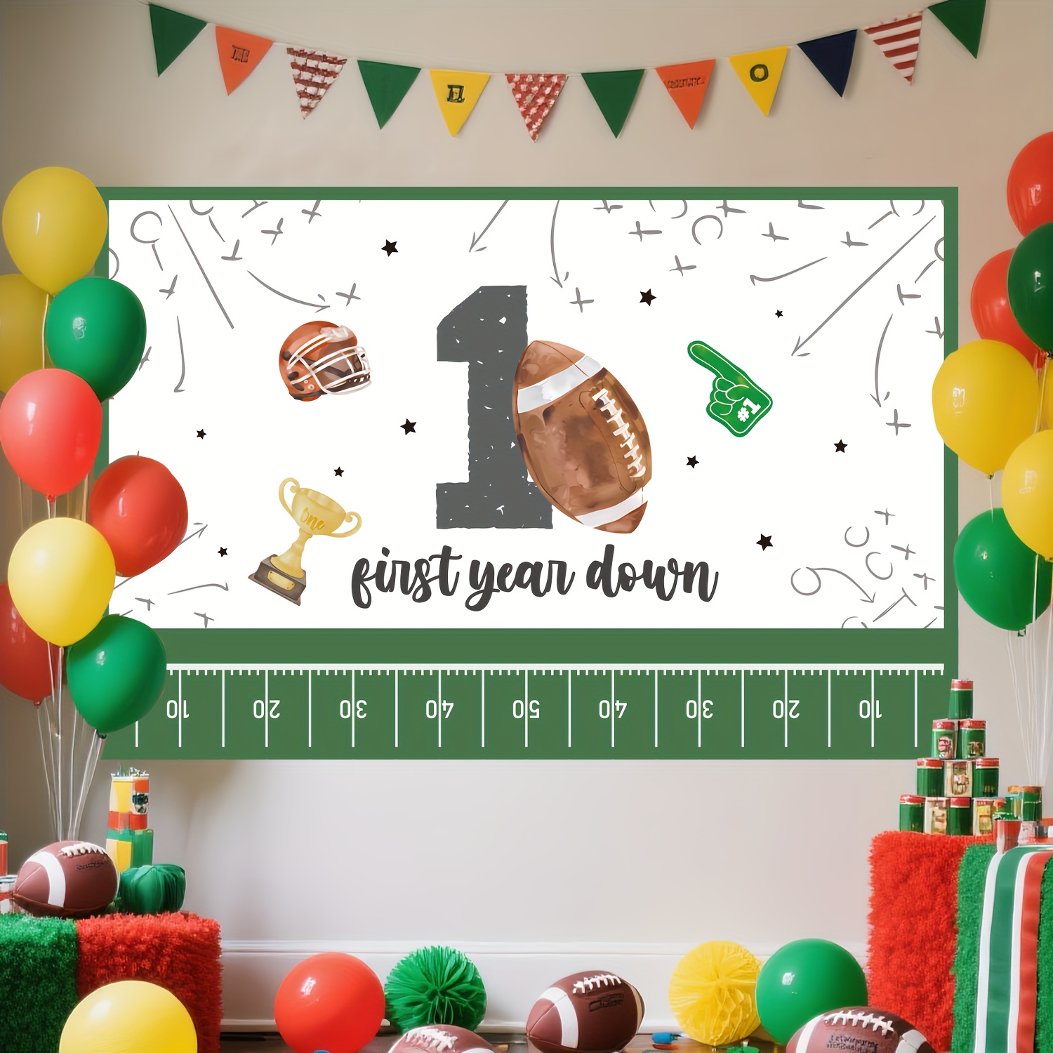 Tie Rod Set Football 1st Birthday Decorations Set - First Year Down ...