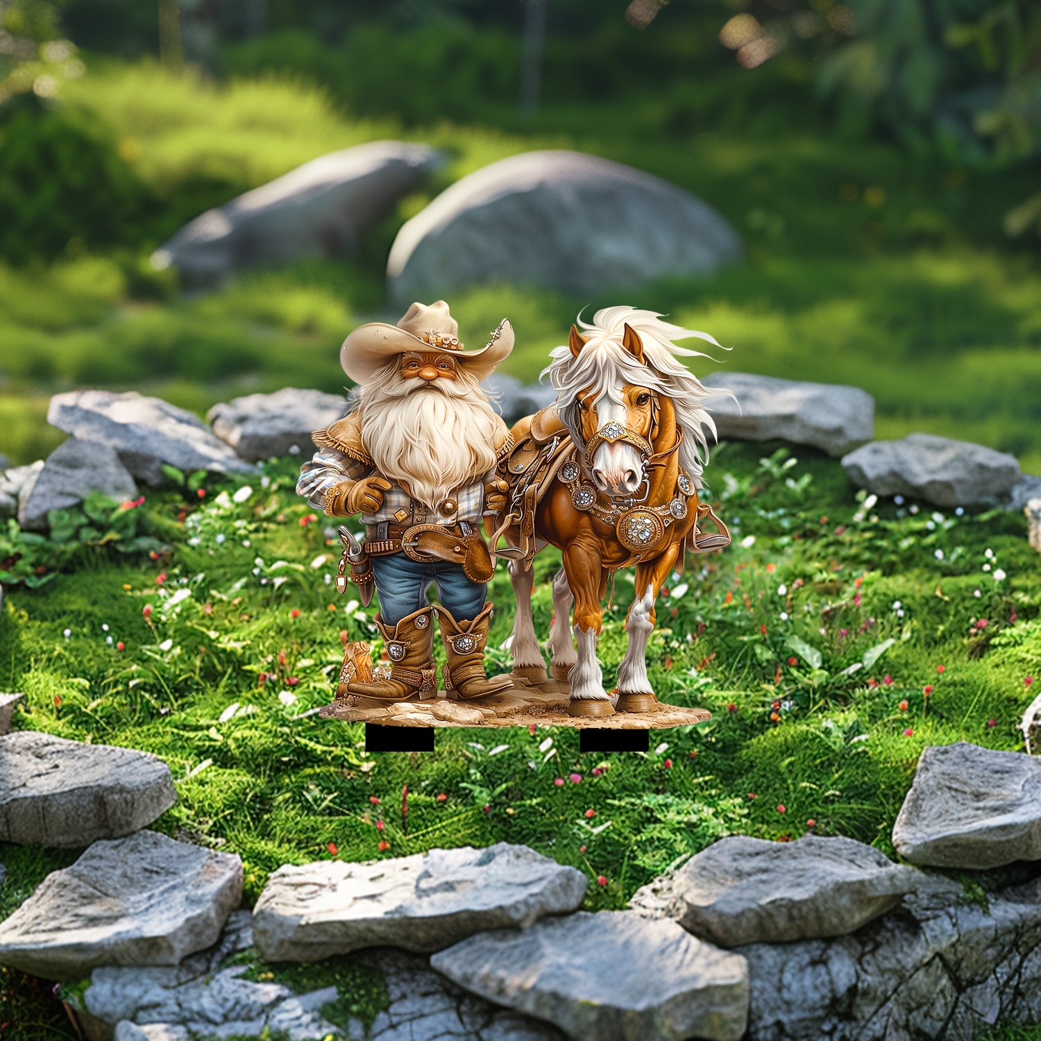 Boho Acrylic Dwarf Cowboy Horse Garden Stake Decorative Sign - Temu