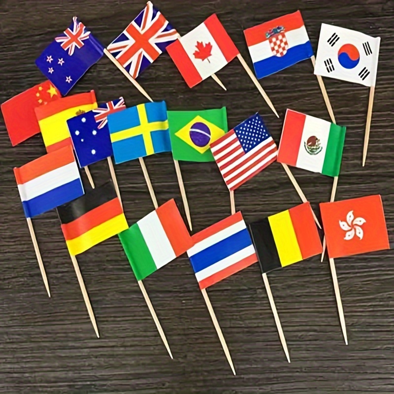 American Flag Toothpick Flags - 3.9 Inch Log Material Patriotic Usa ...