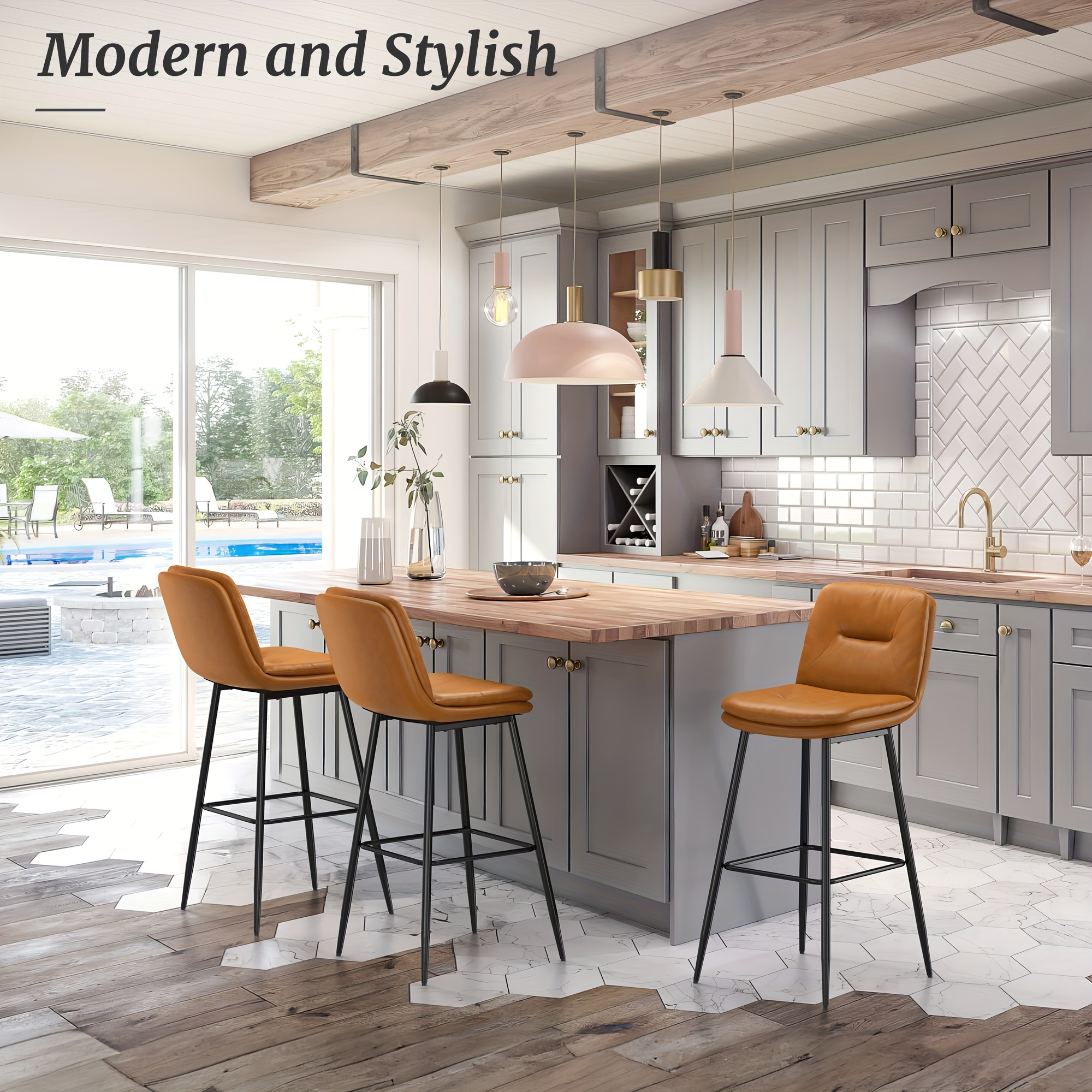 whiskey brown bar stools Temu