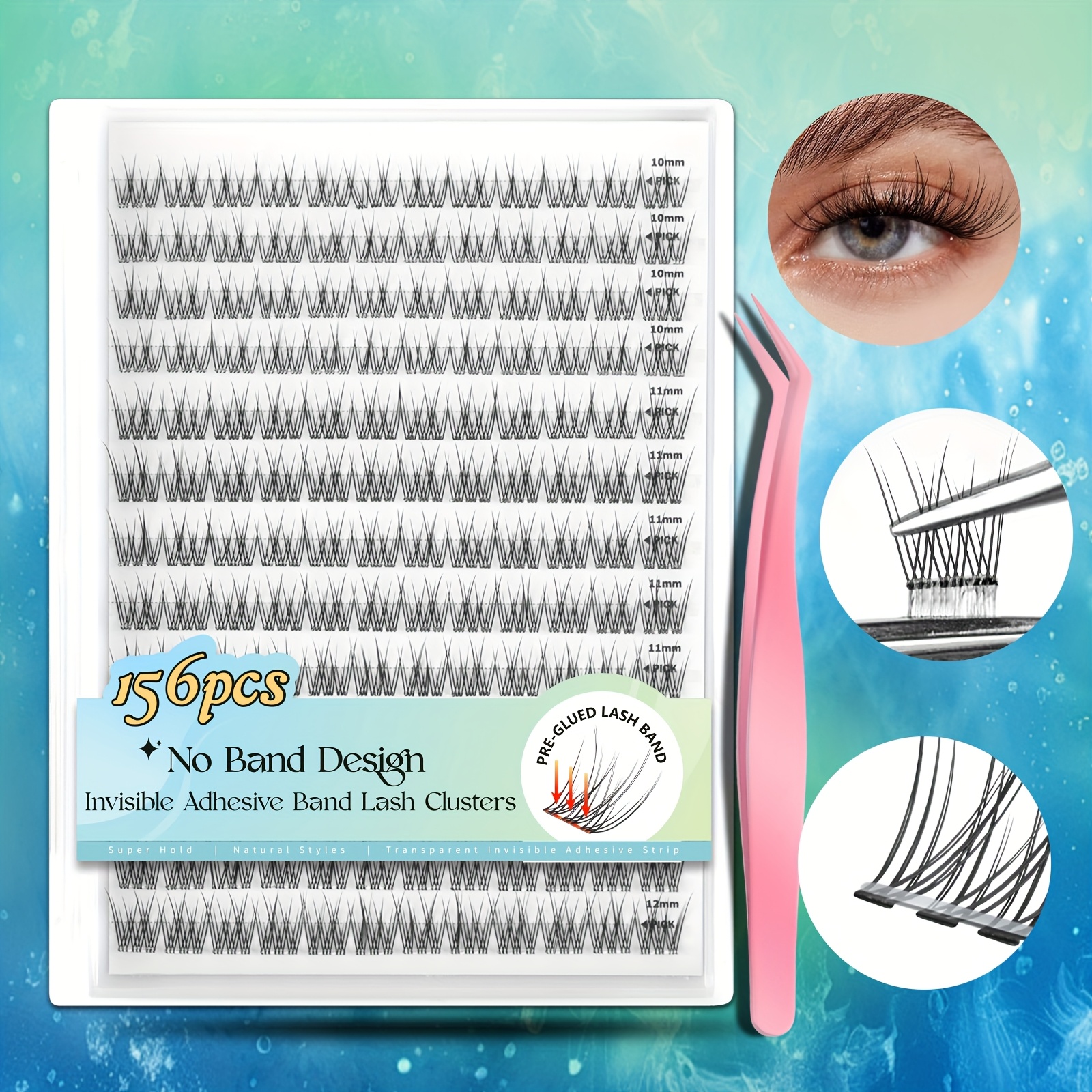 glueless eyelashes sold on Temu United States
