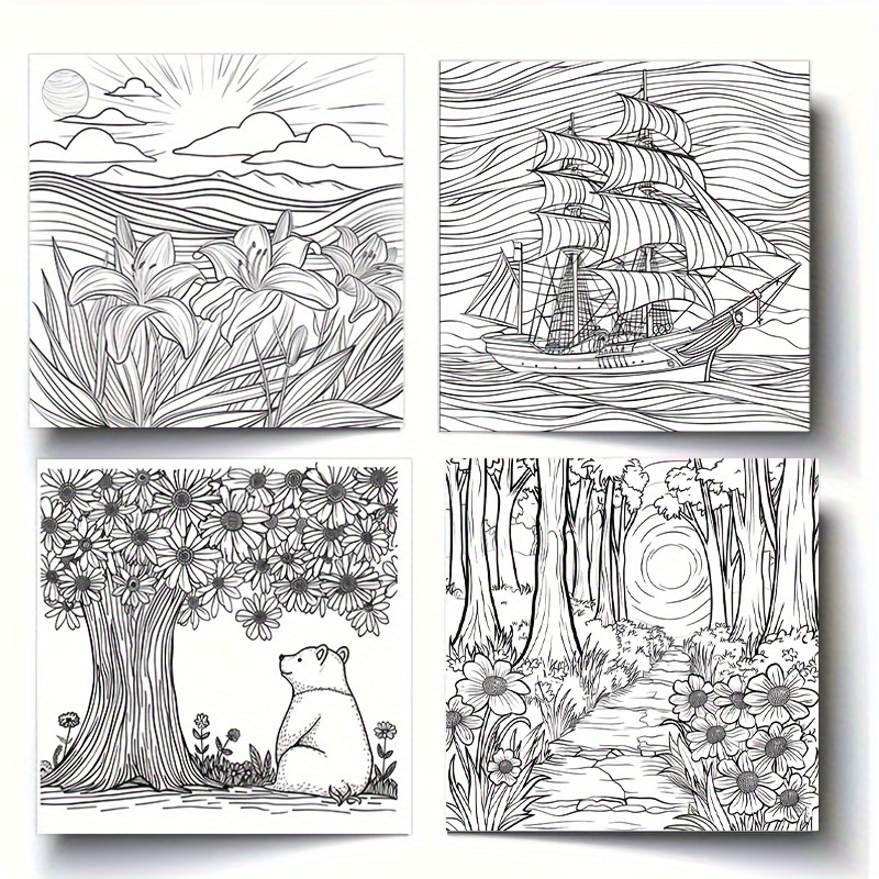 1pc, Healing Landscape Coloring Book Adult Relaxation Coloring Book ...