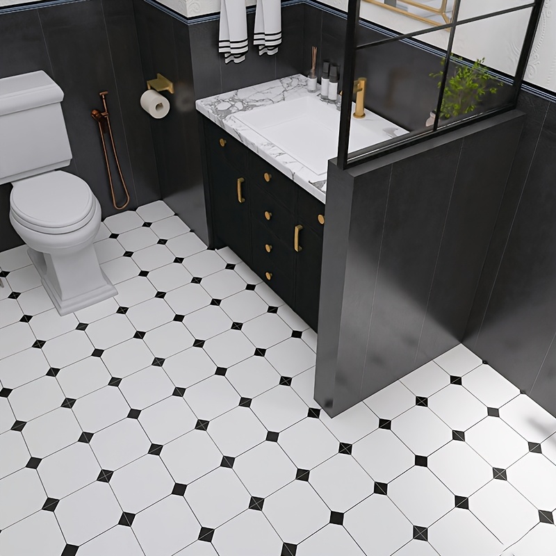 black and white floor tiles sold on Temu New Zealand