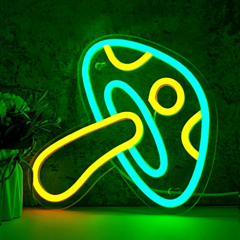 Green Mushroom Neon Sign Led Backboard 5v Usb Powered Wall Temu