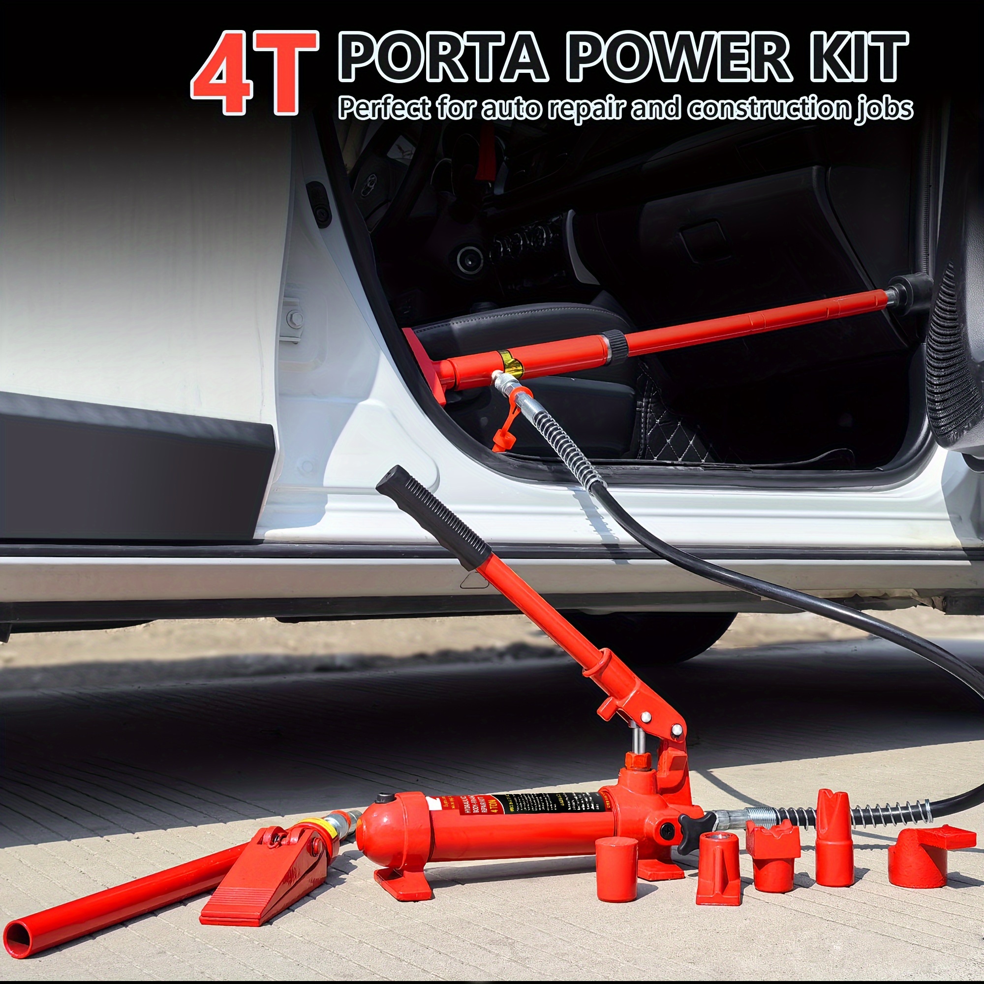 4 Ton Porta Power Kit, Portable Hydraulic Jack With Oil Hose, Auto Body ...