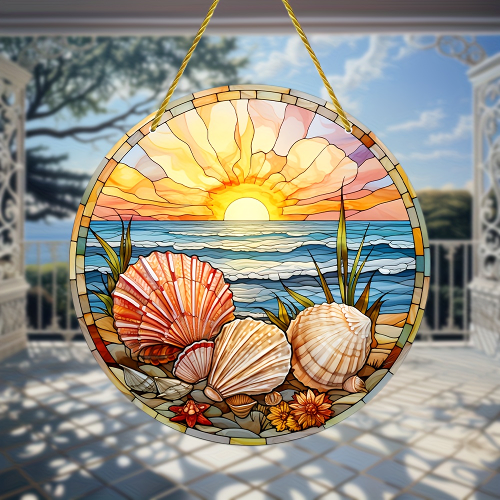 Acrylic Sign Round Sign Seaside Shell Suncatcher Hanging - Temu