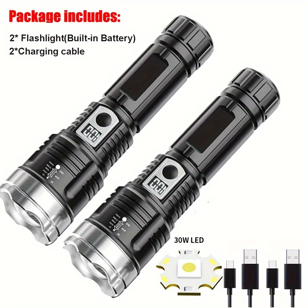 1 2pc Powerful Flashlight High Lumens Led Flashlights - Temu