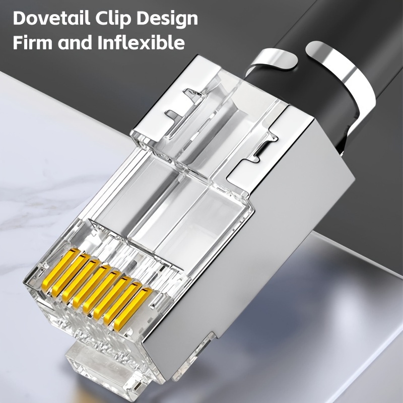 Cat7 Golden Plated 3u Crystal Head With Tail Clip Wire Hole Crystal ...