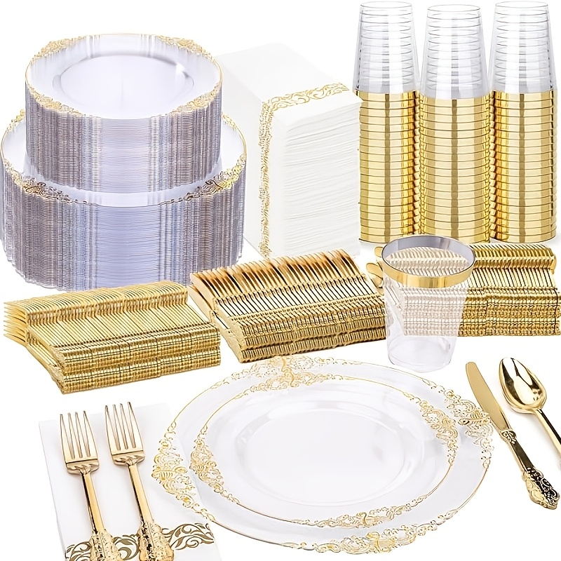 disposable dinnerware set sold on Temu United States