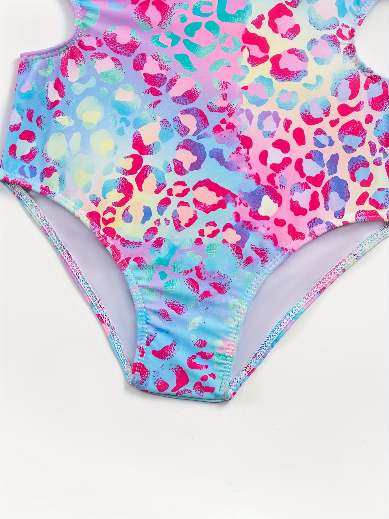 girls ruffle one shoulder leopard swimsuit backless high - Temu Australia