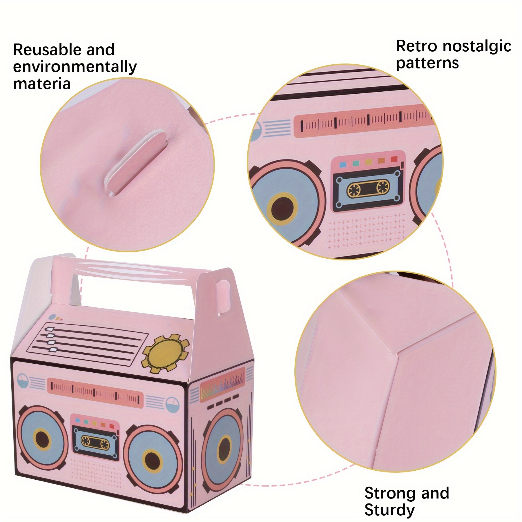 Retro Boombox Pink Radio Party Gift Boxes Birthday - Temu United Kingdom