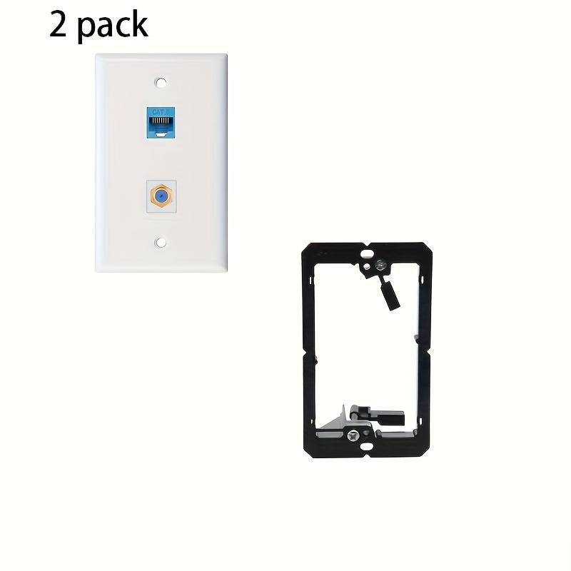 2 Port Keystone Wall Plate Kit Ethernet Cat6 Rj45 And Coaxial F ...