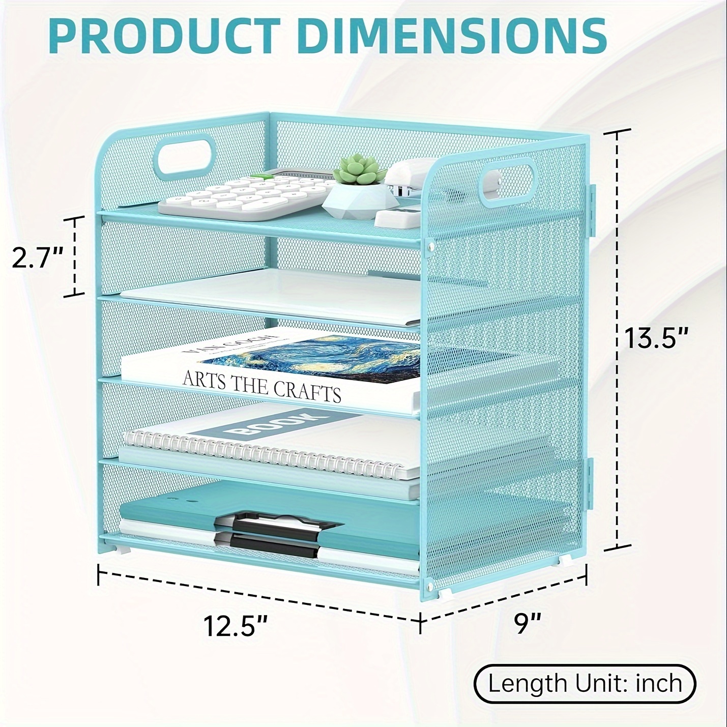 5-tier Desk Storage Box With Handle, Grid Paper/file Organizer, Office ...