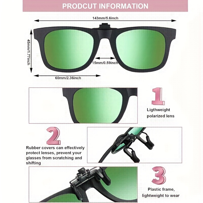 Polarized Clip Glasses Plastic Frame Gradient Lenses Unisex - Temu