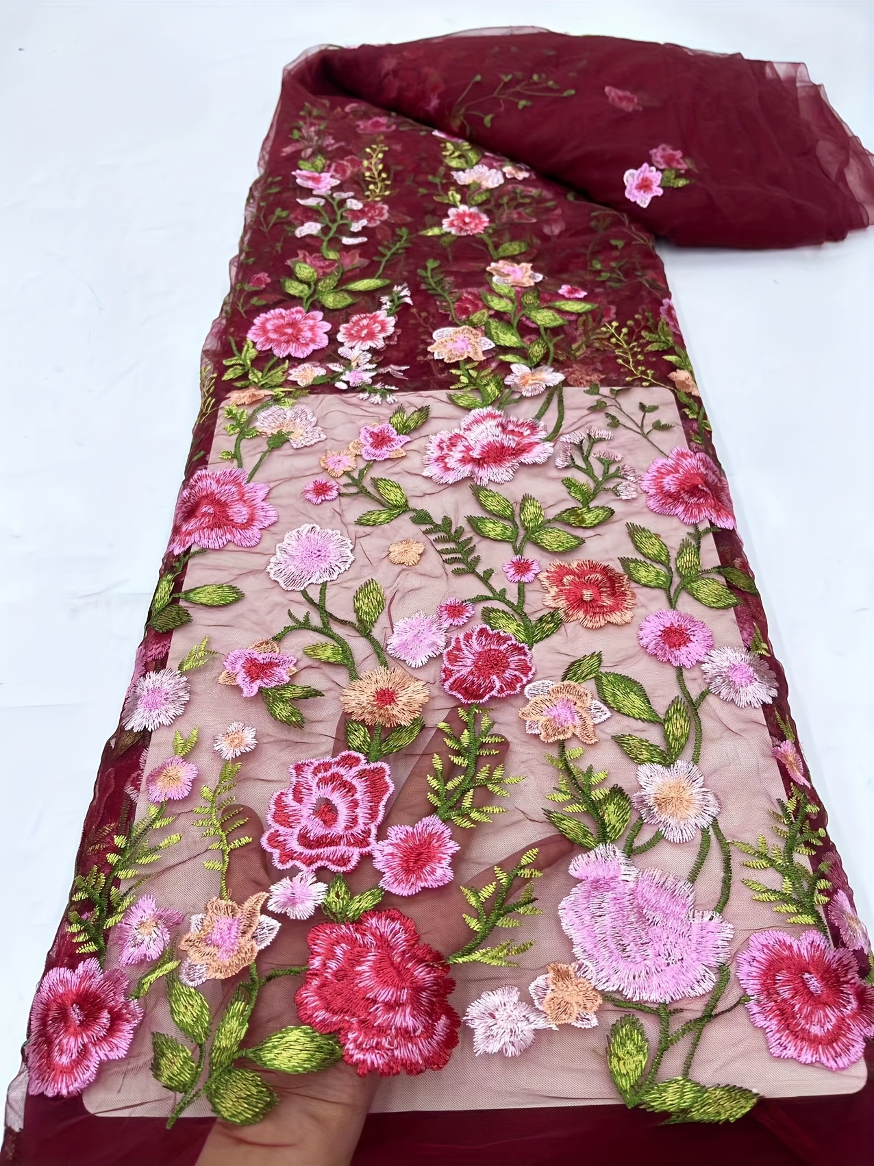 Ethnic Flower Embroidery Three dimensional Rose Mesh Lace - Temu ...