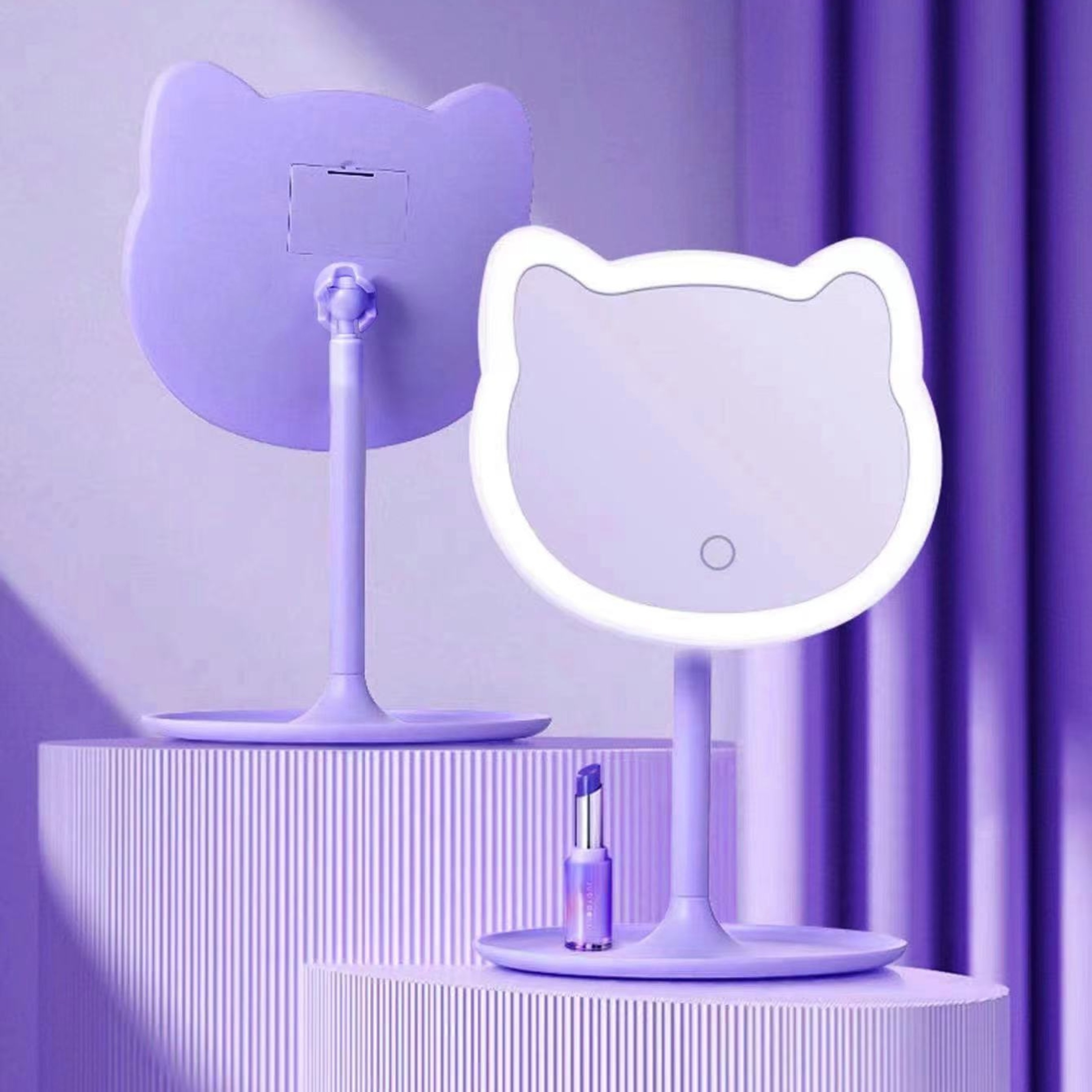 Cat Design Led Vanity Mirror Desktop Makeup Mirror Light - Temu Australia