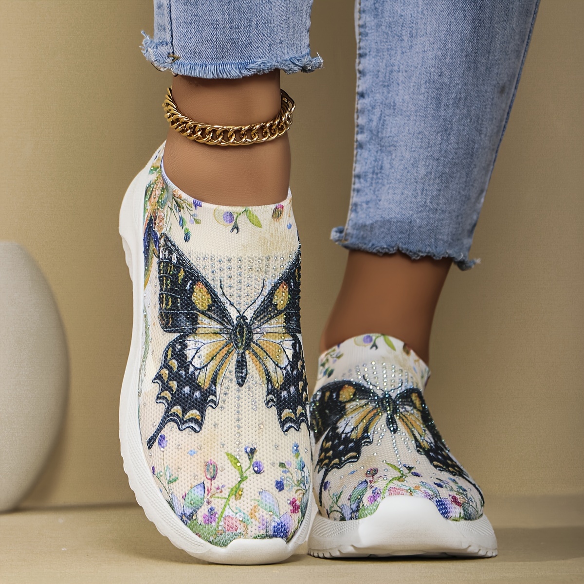 Womens Butterfly Pattern Sneakers Breathable Flying Woven - Temu United ...